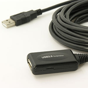 USB A Male to Female Active Extension/Repeater Cable, Ver. 2.0, Black | Deep Surplus