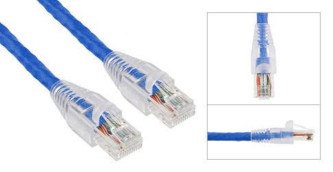 5ft Blue Cat 6 Solid Plenum Patch Cable, with Boots | Deep Surplus